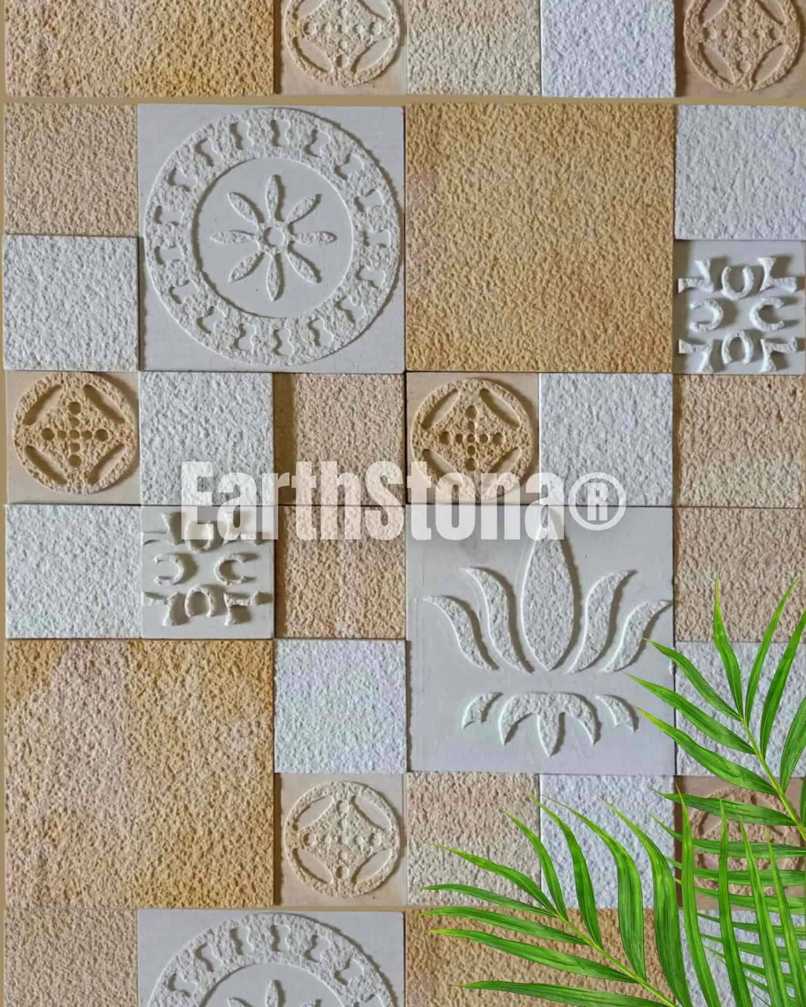 Stone Wall Cladding | Pink White Flower in Sandstone | EarthStona